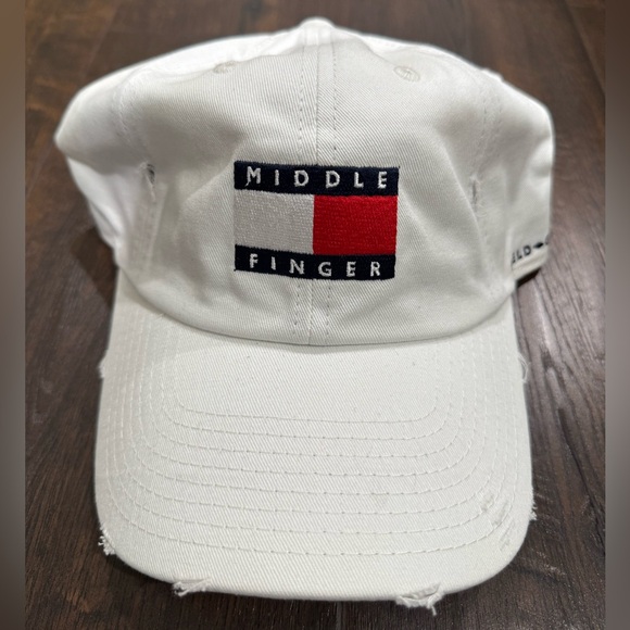 Accessories | Field Grade Mens Middle Finger Distressed White Dad Hat ...